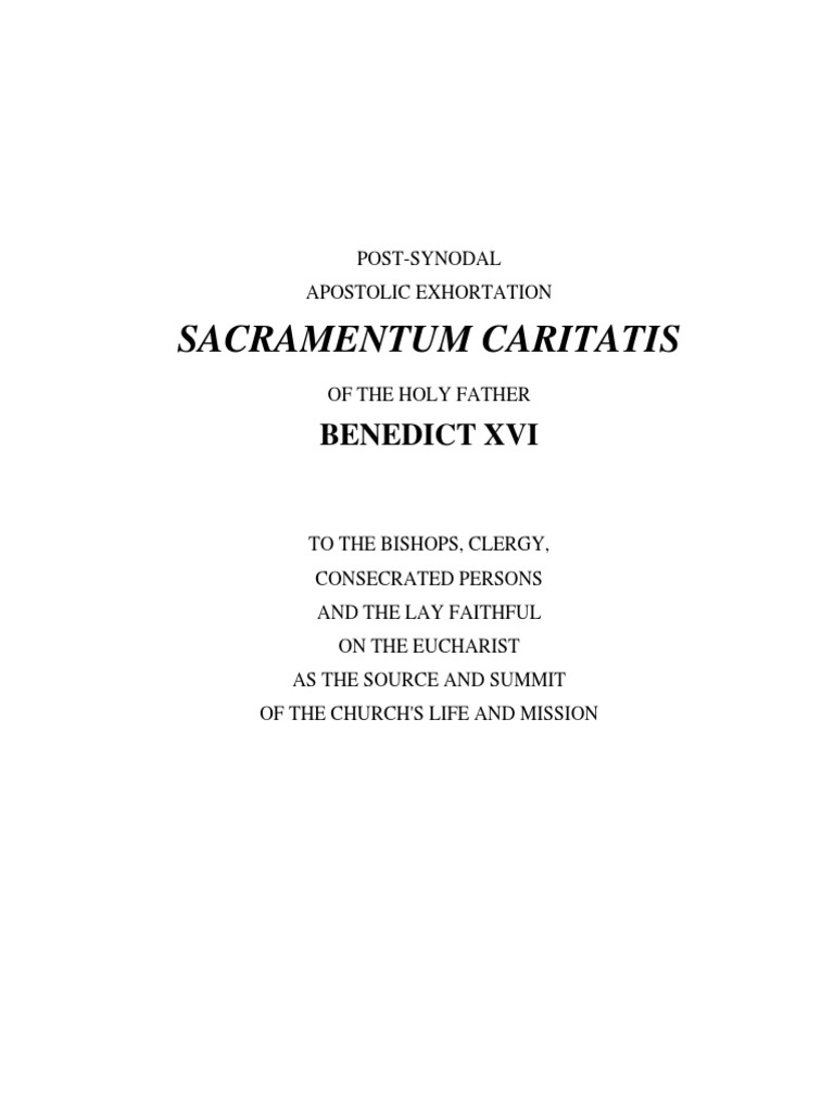 Sacramentum Caritatis: Benedict Xvi | PDF | Eucharist | Catholic Church