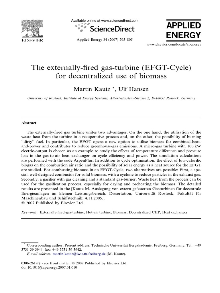 Applied Energy Journal Article on Externally-Fired Gas Turbine Cycle ...