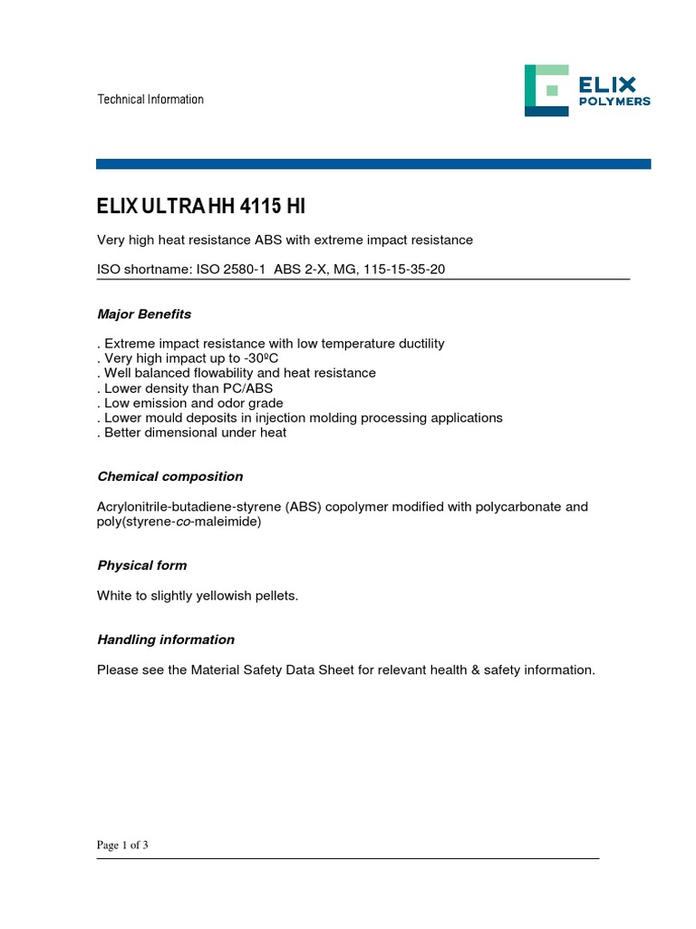 Datasheet-Ultra Hh-4115-Hi-Iso | PDF | Strength Of Materials ...