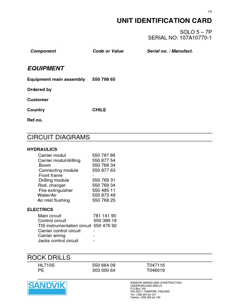 Equipment: Unit Identification Card | PDF | Relay | Switch
