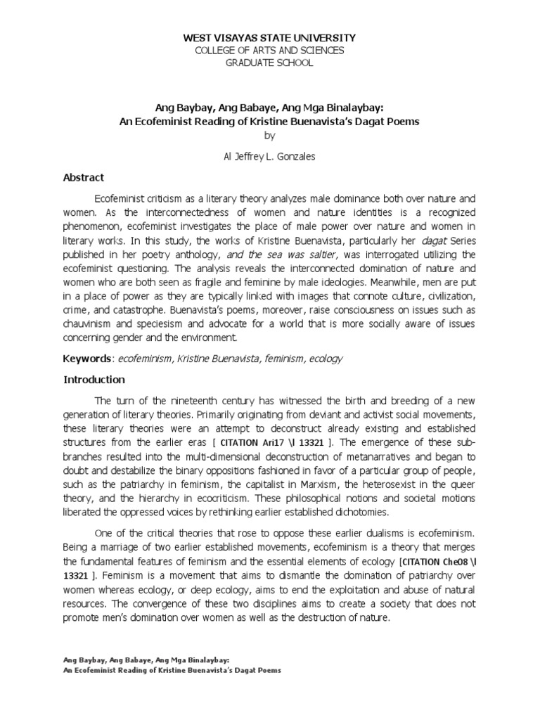 MAEL - Ang Baybay, Ang Babaye, Ang Mga Binalaybay | PDF | Ecofeminism