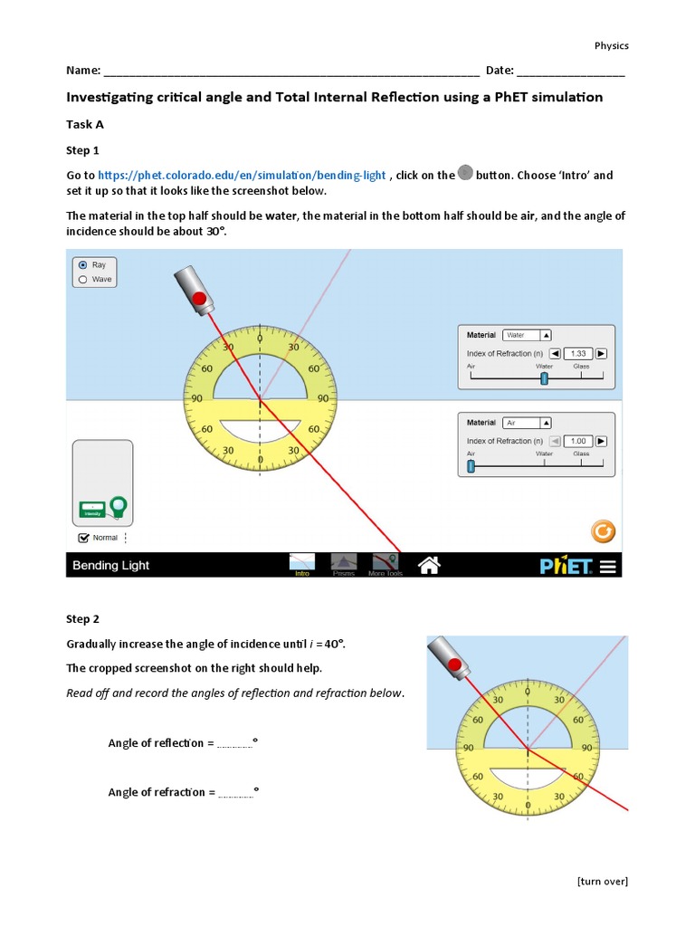 Total Internal Reflection | PDF | Refraction | Reflection (Physics)