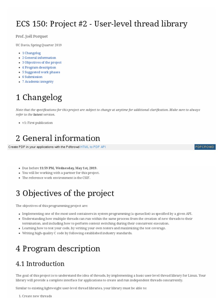 Project 2 | PDF | Thread (Computing) | Application Programming Interface