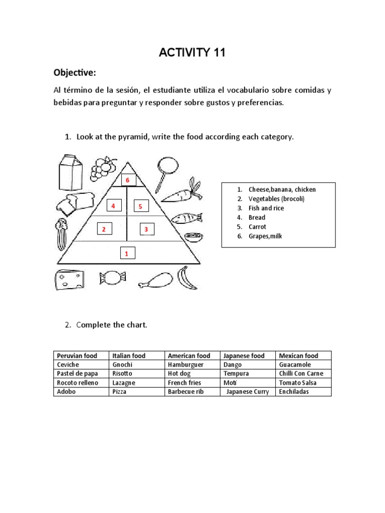 Food Vocabulary and Preferences Activity | PDF