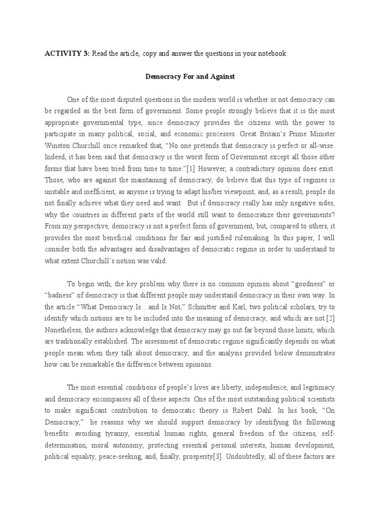 ACTIVITY 3: Read The Article, Copy and Answer The Questions in Your ...