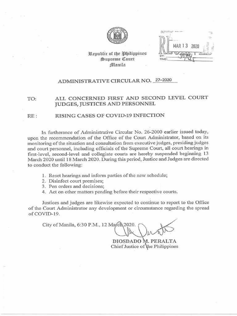 Administrative Circular No. 27-2020 PDF | PDF