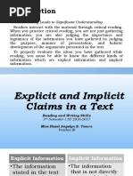 Module Lesson 5. Explicit and Implicit Claims in Written Text | PDF | Value (Ethics) | Cognition