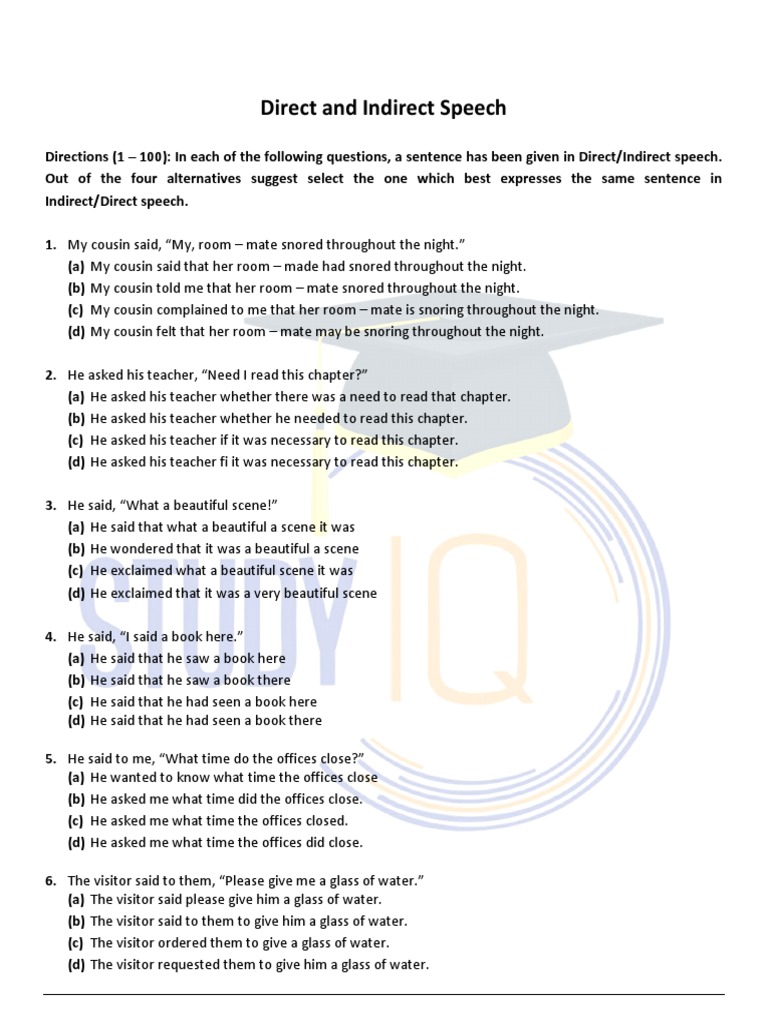 Direct and Indirect Speech | PDF