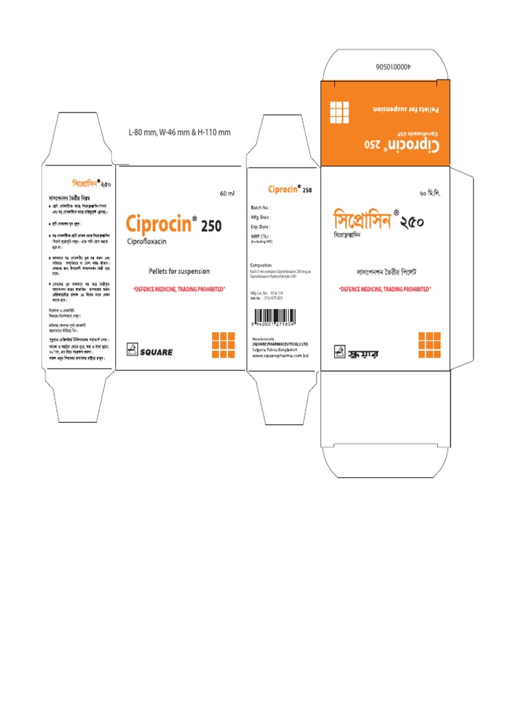 Product Specifications and Labeling for Ciprofloxacin Hydrochloride ...