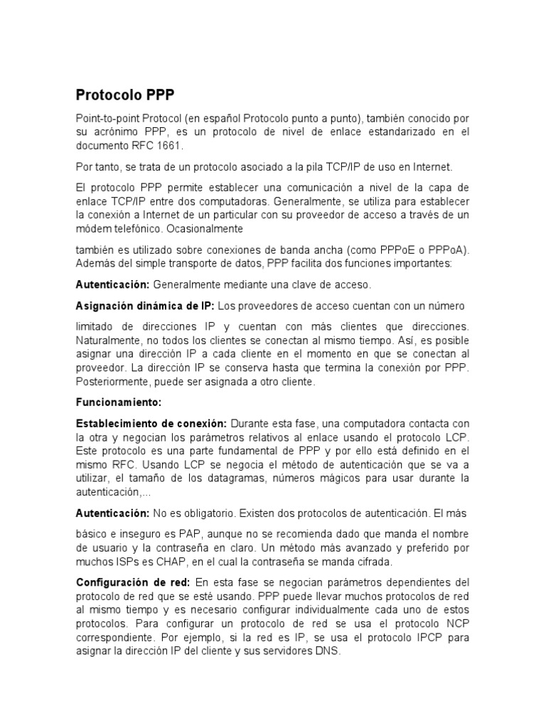 Protocolo PPP Chap y Pap | PDF | Estándares de red | Redes de computadoras