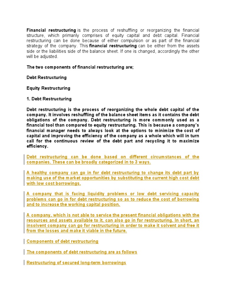 Financial Restructuring | PDF | Leveraged Buyout | Restructuring