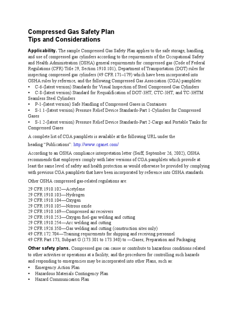 Compressed Gas Safety Plan Tips and Considerations | PDF | Valve | Gases