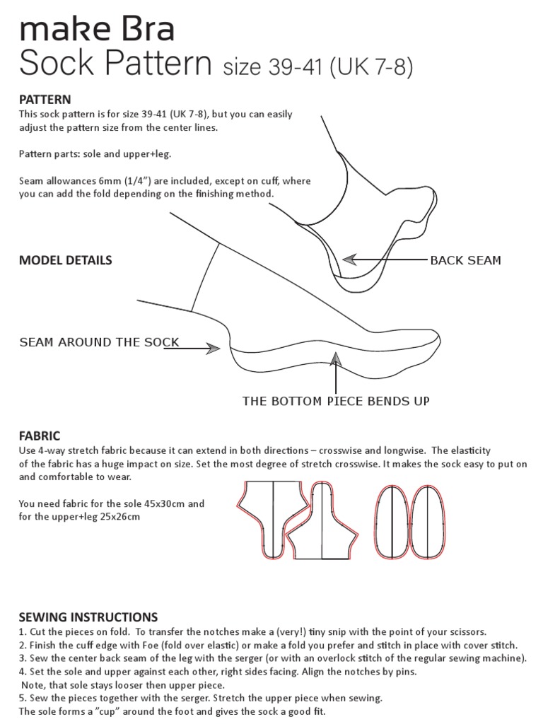 Sock Pattern | PDF | Seam (Sewing) | Sewing