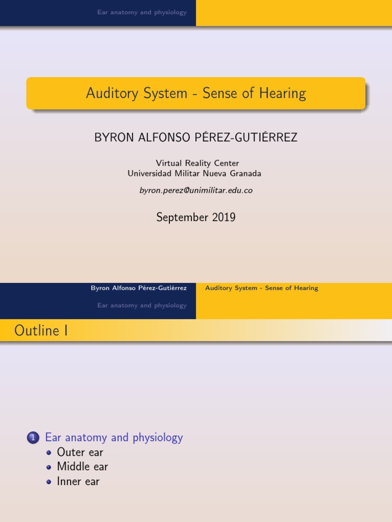 Lecture 5 - Auditory - System - Sense - of - Hearing | PDF | Ear | Hearing