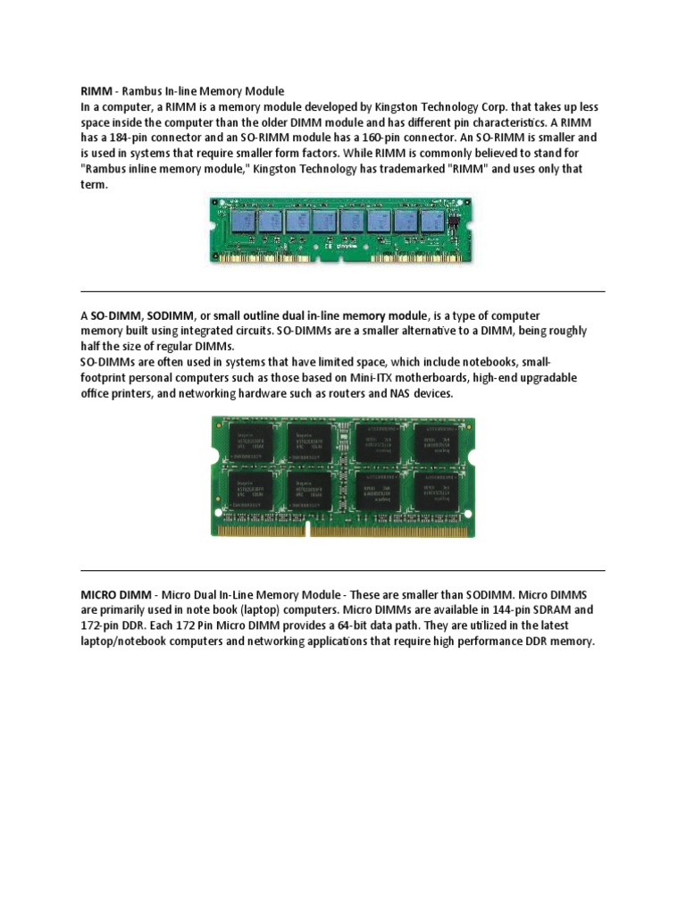 RIMM - Rambus In-Line Memory Module | PDF