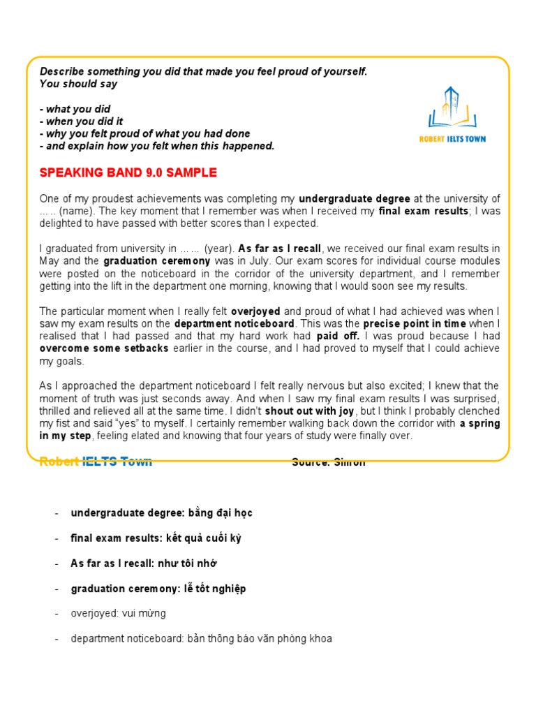 Speaking Band 9.0 Sample: Ielts Town | PDF | Career & Growth | Language ...