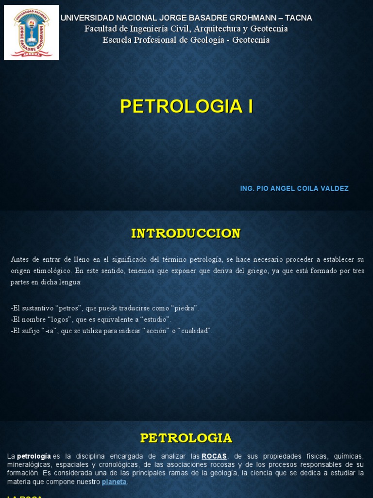 Tema 01 PETROLOGIA I | PDF | Roca (geología) | Roca ígnea