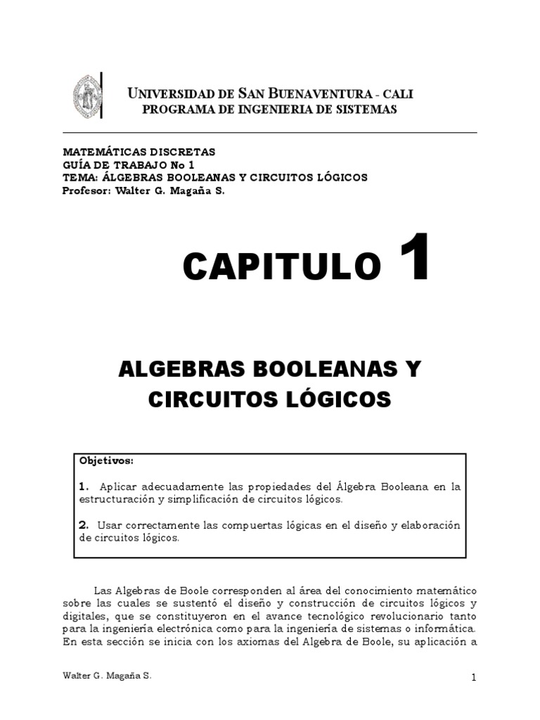 ALG BOOLE Y CIRCUITOS LOGICOS Ene2016 | PDF | Puerta lógica | Álgebra de Boole