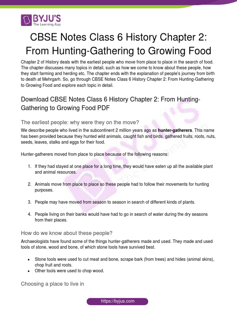 CBSE Notes Class 6 History Chapter 2 From Hunting Gathering To Growing ...