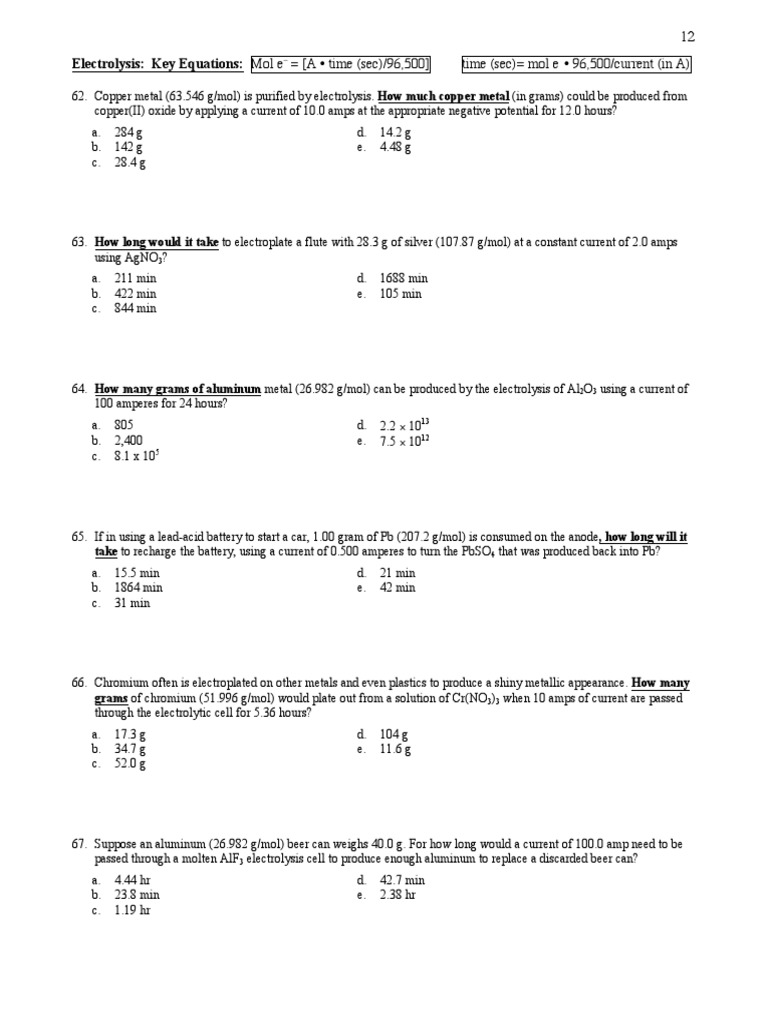 Quantitative Electrolysis | PDF
