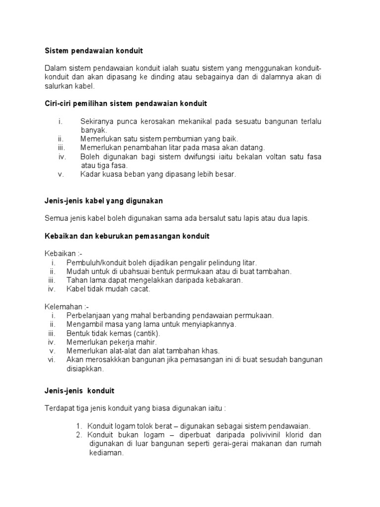 Sistem Pendawaian Konduit | PDF