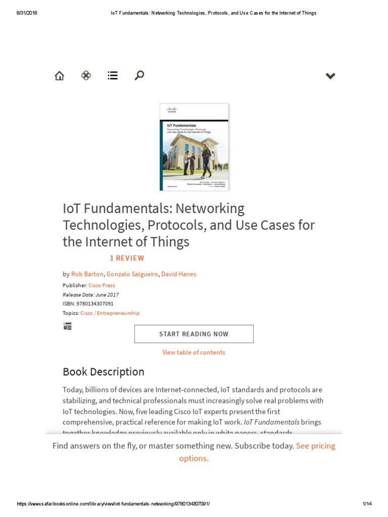 IoT Fundamentals - Networking Technologies, Protocols, and Use Cases For The Internet of Things ...