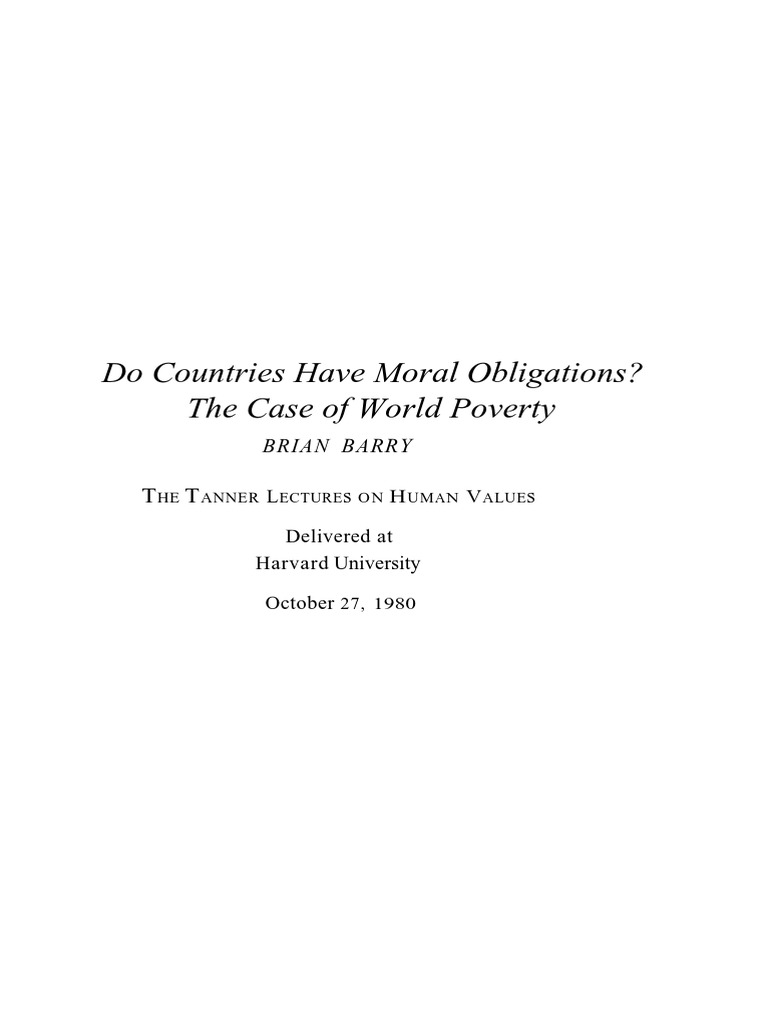 Do Countries Have Moral Obligations? The Case of World Poverty | PDF ...