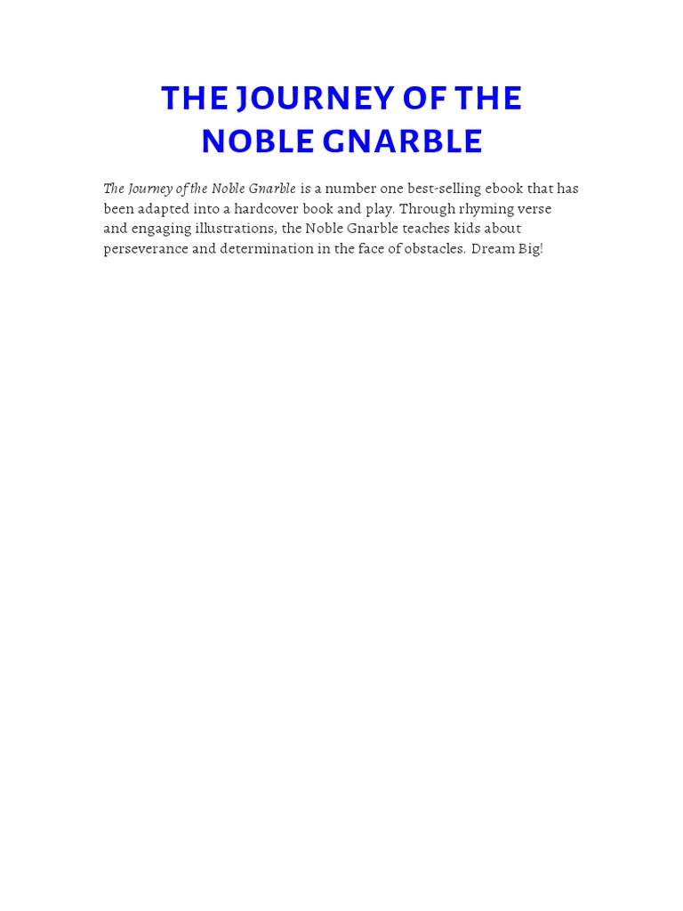 The Journey of The Noble Gnarble | PDF
