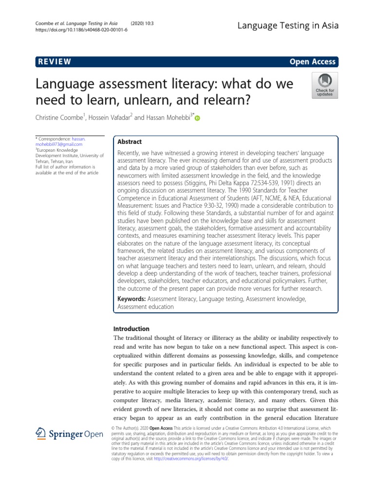 Language Assessment Literacy PDF | PDF | Educational Assessment | Literacy