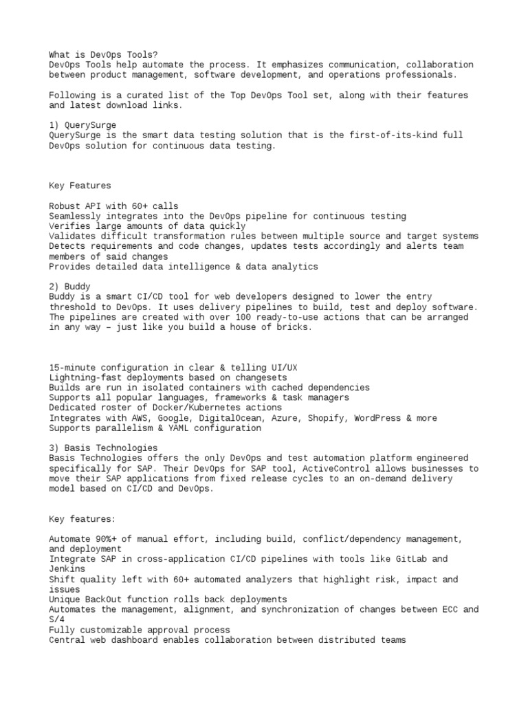 Devops Tools | PDF | Software As A Service | Information Technology ...
