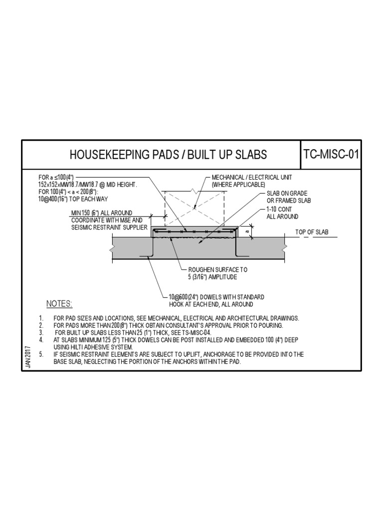Housekeeping Pads / Built Up Slabs TC-MISC-01: Notes | PDF | Pipe ...