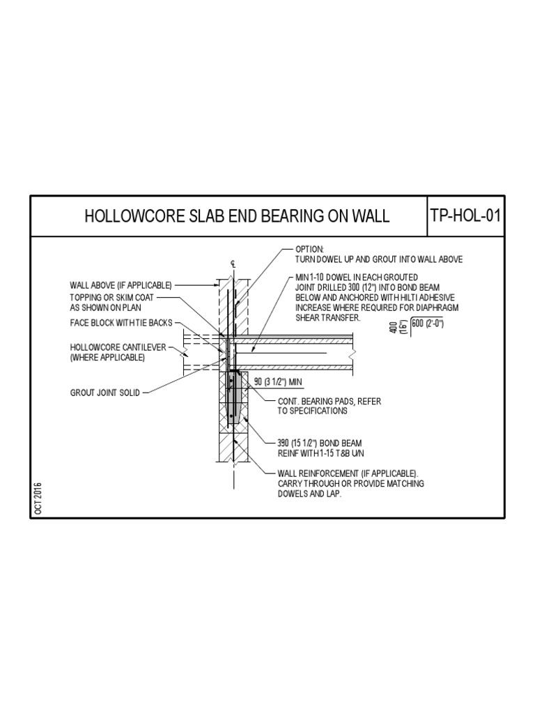 Hollowcore Slab End Bearing On Wall TP-HOL-01 | PDF | Wall | Welding