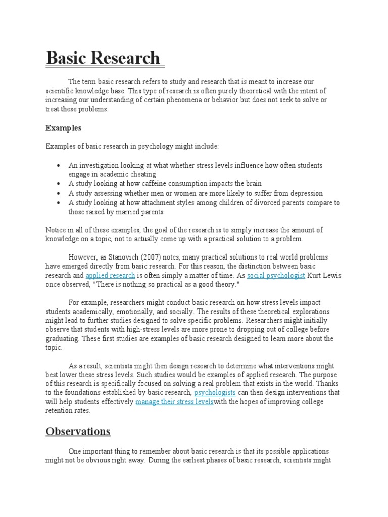 Basic Vs Applied Research | PDF | Phenomenology (Philosophy) | Consciousness