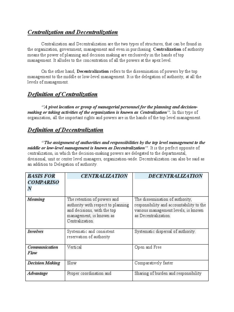 Centralization and Decentralization | PDF | Decentralization | Policy
