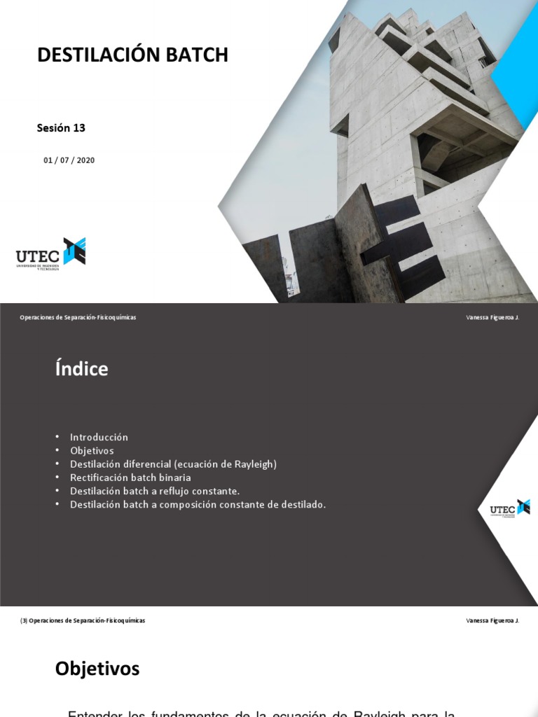 Sesion 13. Destilación Batch | PDF | Destilación | Ingeniería de Procesos Químicos