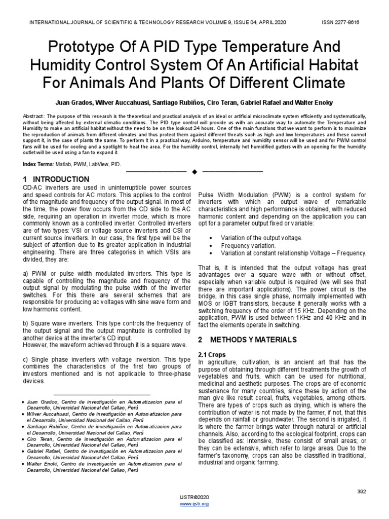 Prototype of A Pid Type Temperature and Humidity Control System of An ...