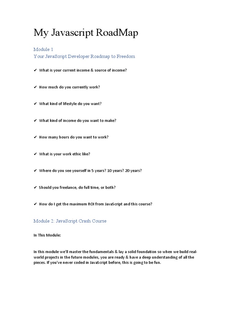 My Javascript RoadMap | PDF | Java Script | Object Oriented Programming My Javascript RoadMap | PDF | Java Script | Object Oriented Programming