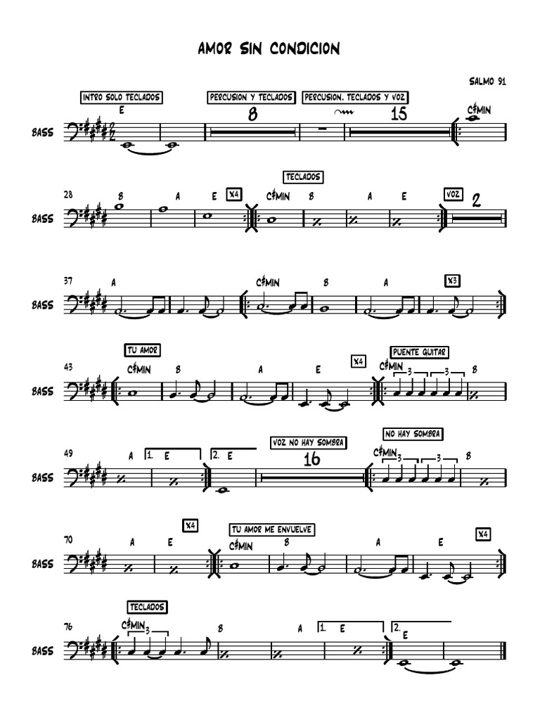 Amor Sin Condicion - Partitura Completa | PDF