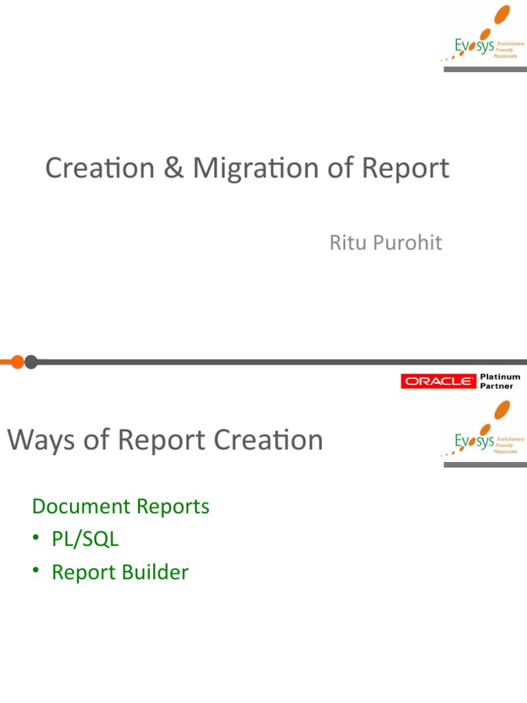 Creation & Migration of Report | PDF | Pl/Sql | Subroutine