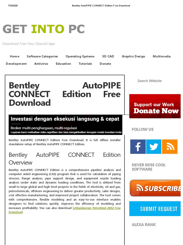 Bentley AutoPIPE CONNECT Edition | PDF | Digital Distribution | Engineering