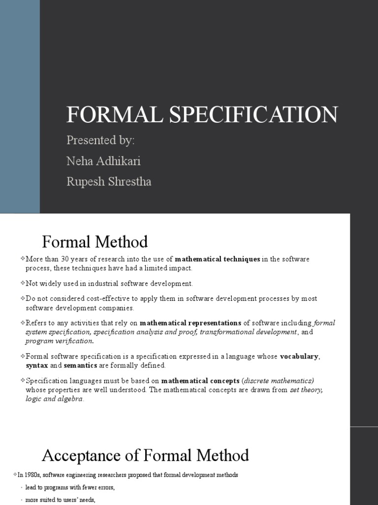 FORMAL SPECIFICATION Revised | PDF | Formal Methods | Specification (Technical Standard)