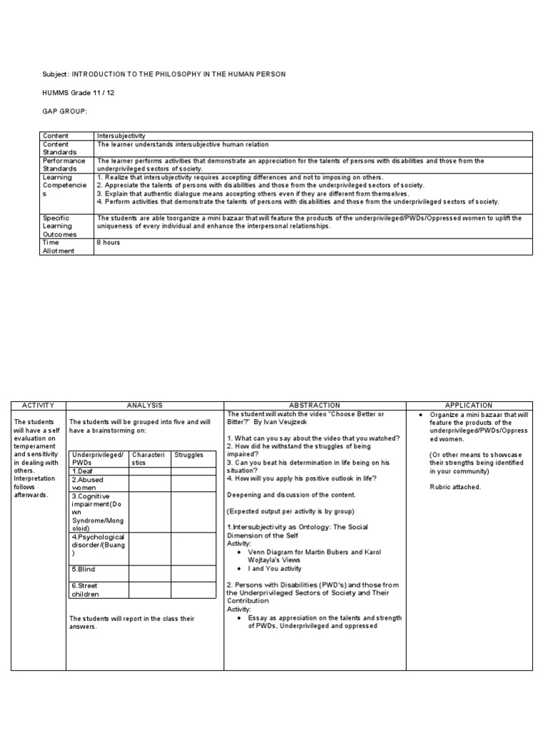 Subject: Introduction To The Philosophy in The Human Person HUMMS Grade ...