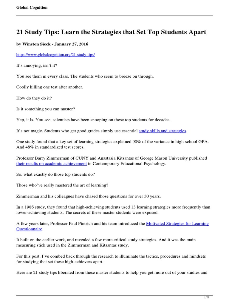 21 Study Tips PDF | PDF | Lesson Plan | Pedagogy