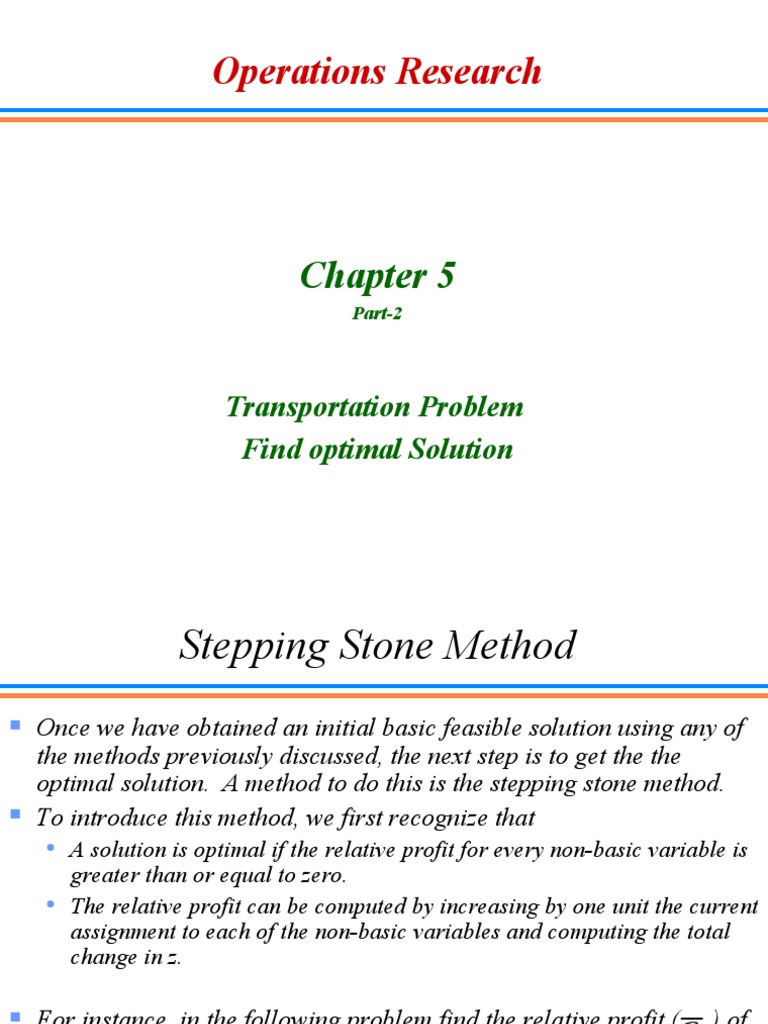 Operations Research: Transportation Problem Find Optimal Solution | PDF ...