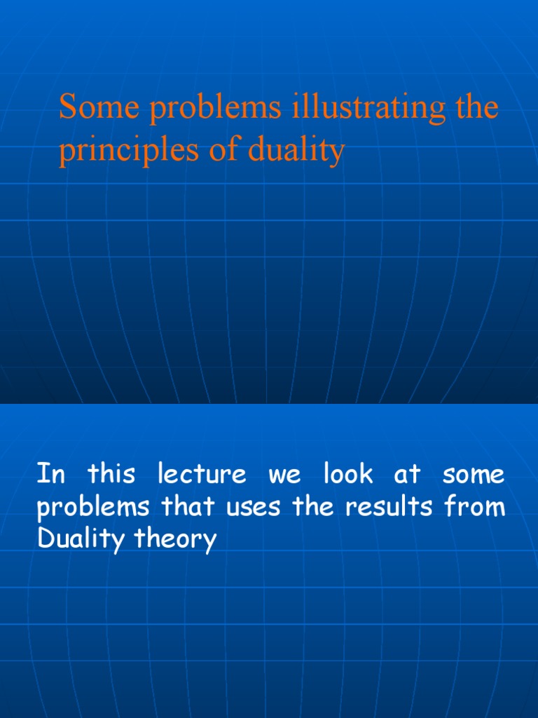 Some Problems Illustrating The Principles of Duality | PDF ...