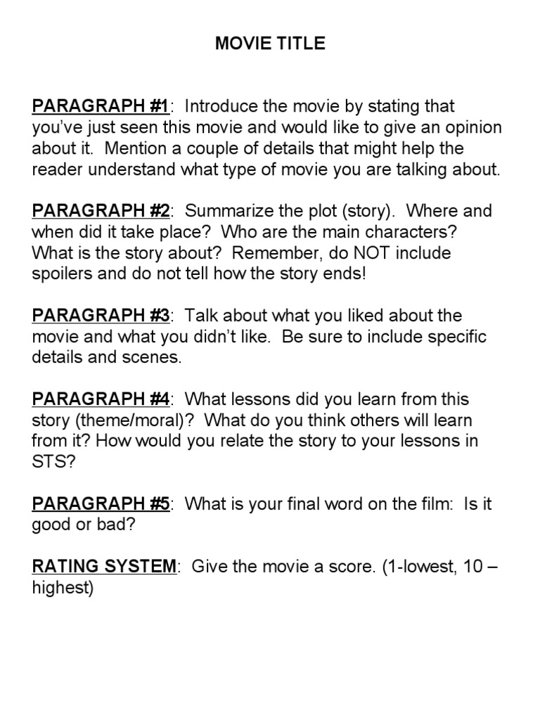Movie Review Template | PDF