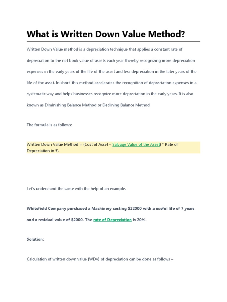 What Is Written Down Value Method?: How To Calculate WDV Depreciation ...