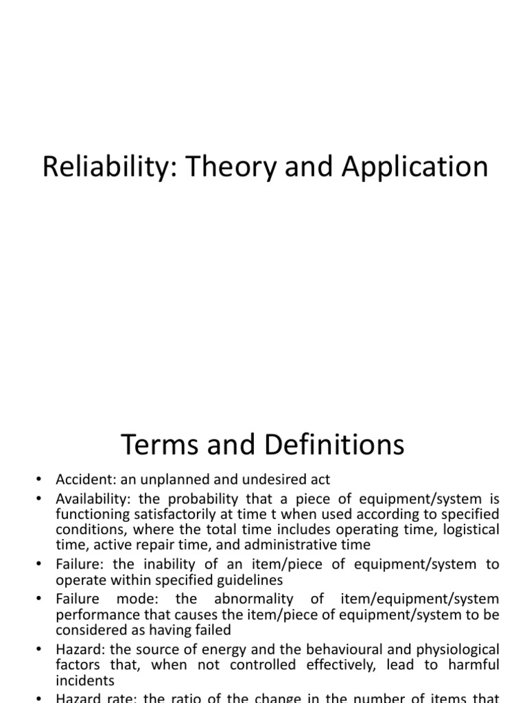 Reliability: Theory and Application | PDF | Reliability Engineering | Analysis