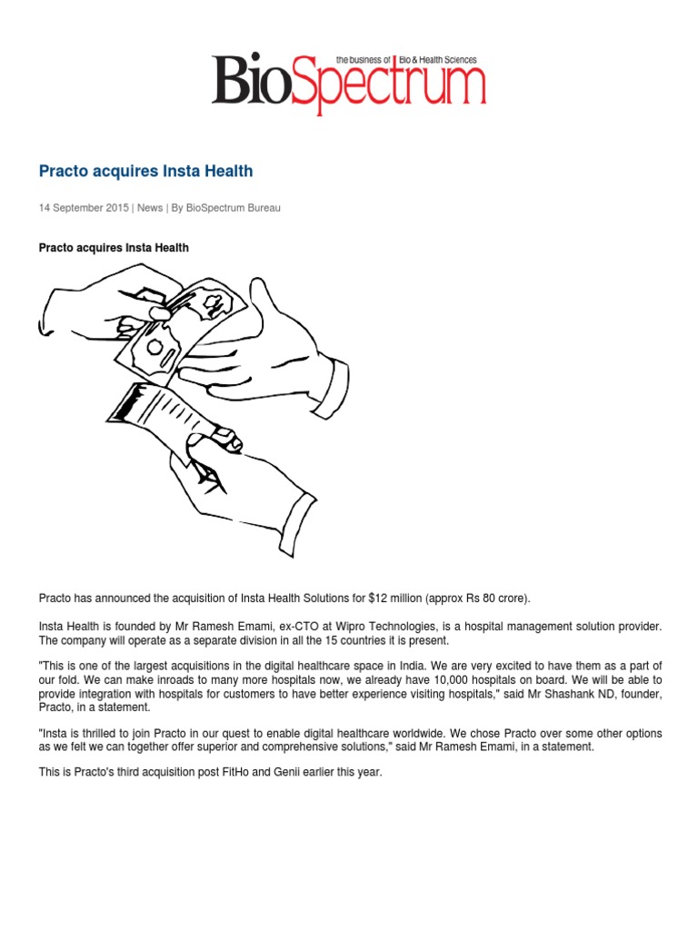 Practo Acquires Insta Health | PDF