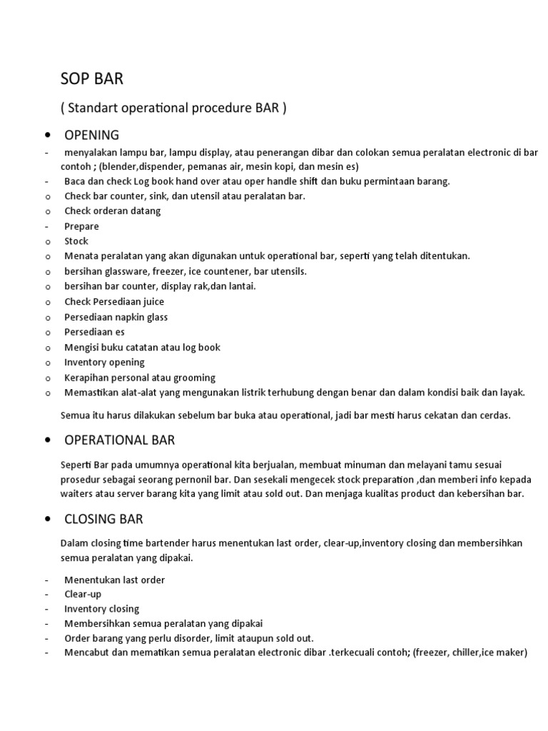 Sop Bar | PDF